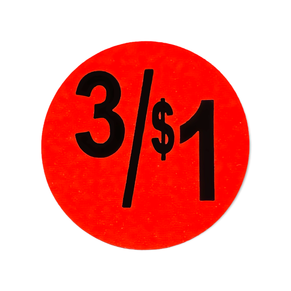 1.5" Round Bright Red 3/$1 Labels - Labels And More Inc.