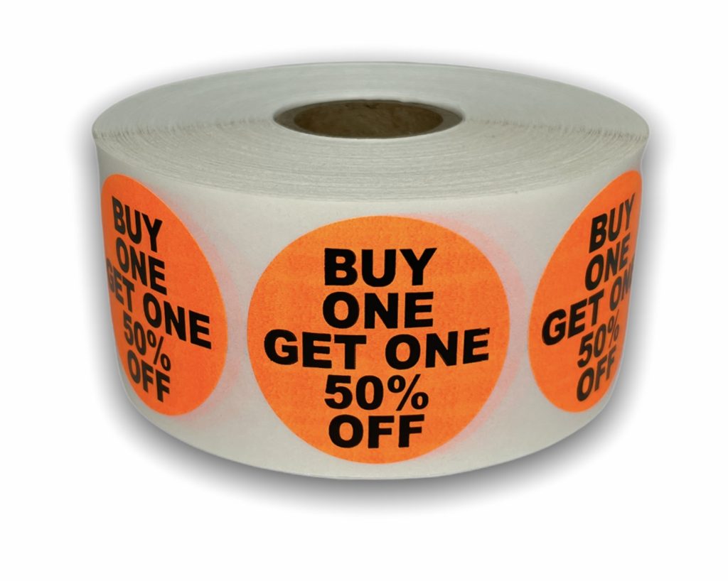 1.5" Round BUY ONE GET ONE 50% OFF Labels - Labels And More Inc.
