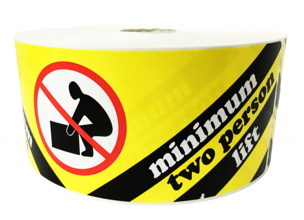 Large Yellow Minimum Two Person Lift Stickers | 2.5"x8.125" | 500 ...